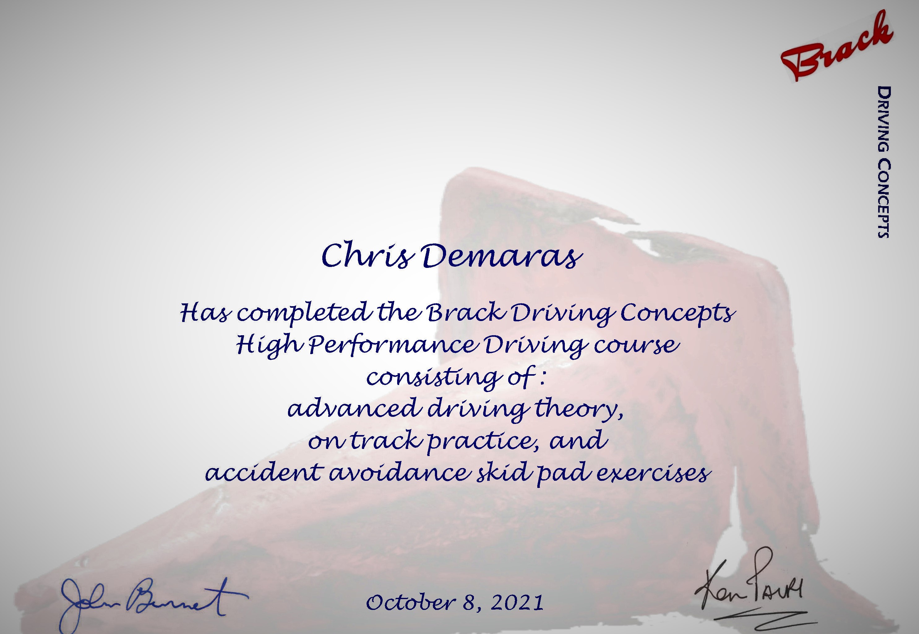 BRACK: Driver Training – DEMARAS RACING