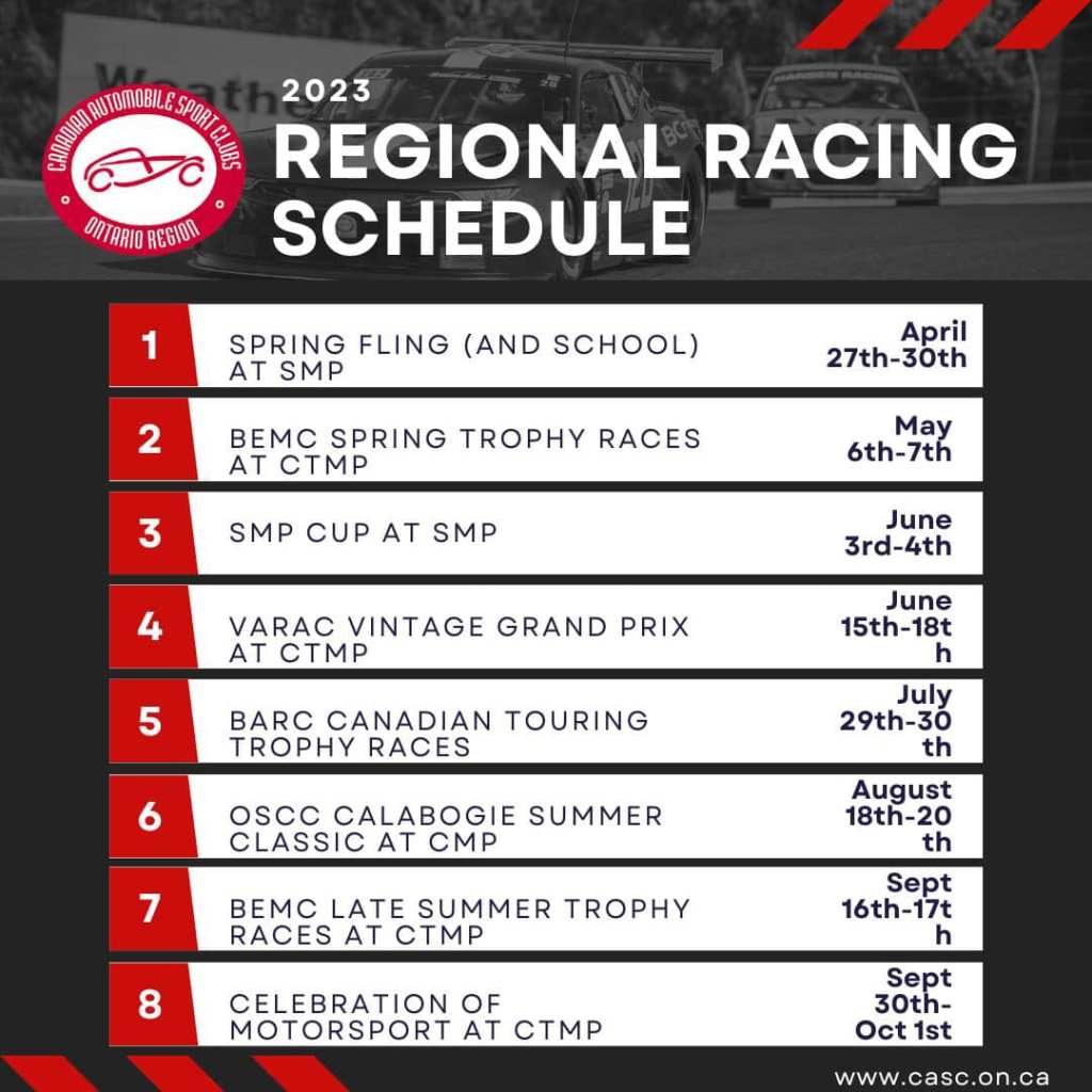 CASC: 2023 Calendar – DEMARAS RACING